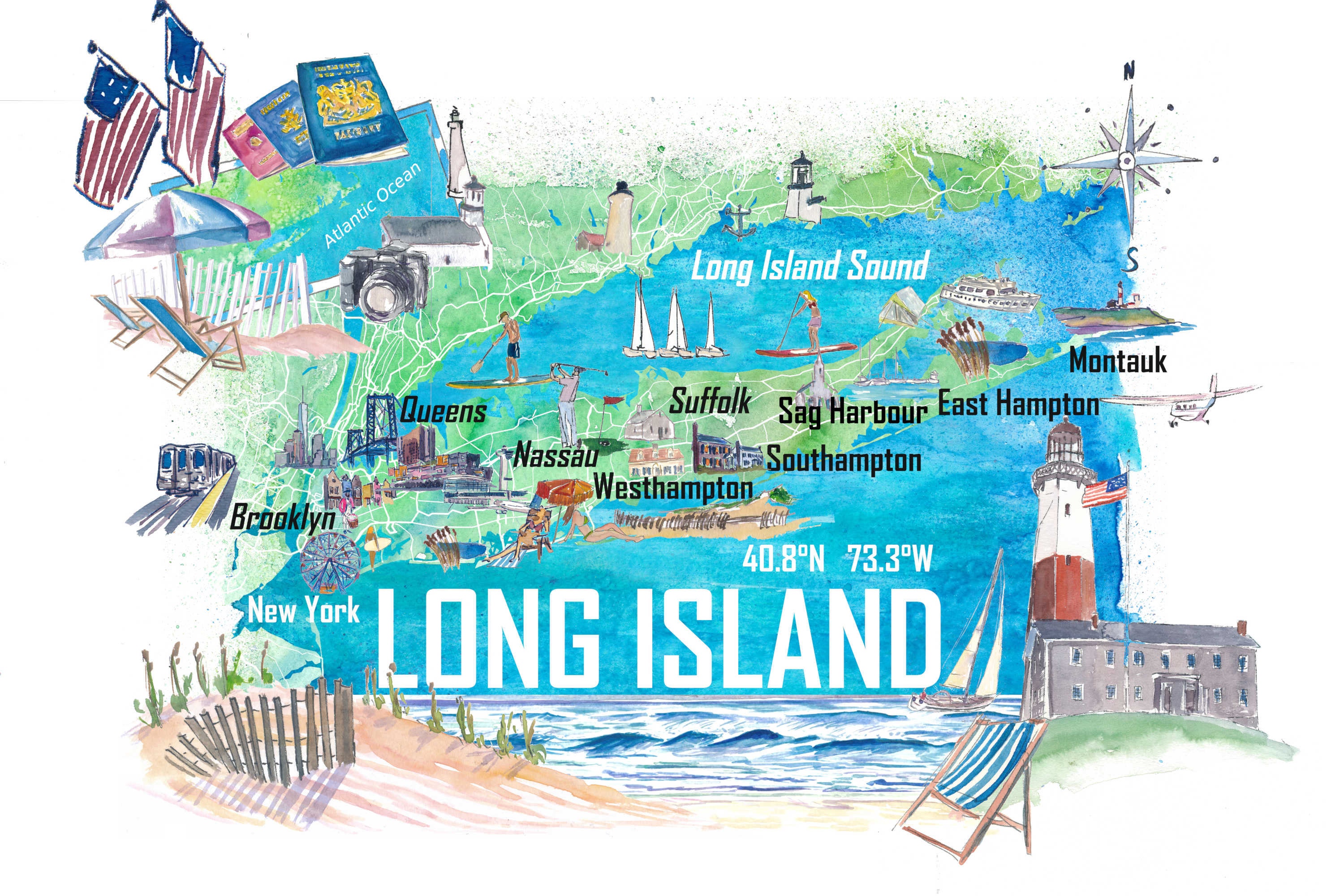 Queens Long Island Map Long Island New York Queens Stock Vector Images