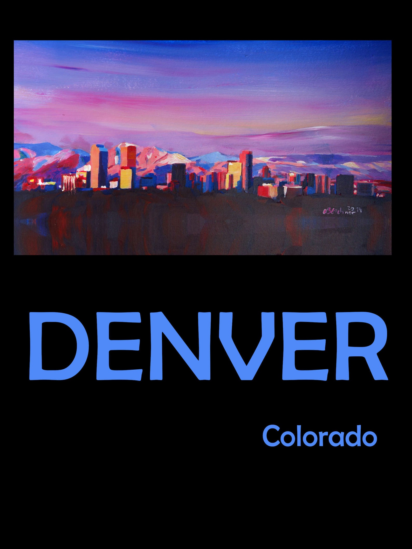Retro Travel Poster Denver Colorado - Fine Art Print - Etsy