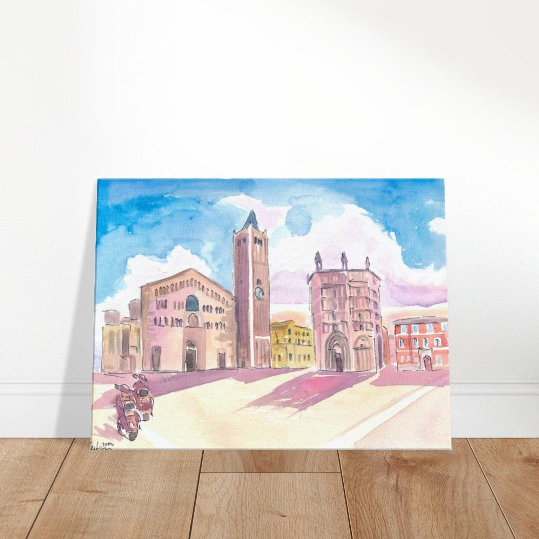 Parma Piazza Duomo Watercolor Scene - Limited Edition Fine Art Print ...