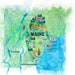 USA Maine State Illustrated Travel Poster Map With Touristic - Etsy