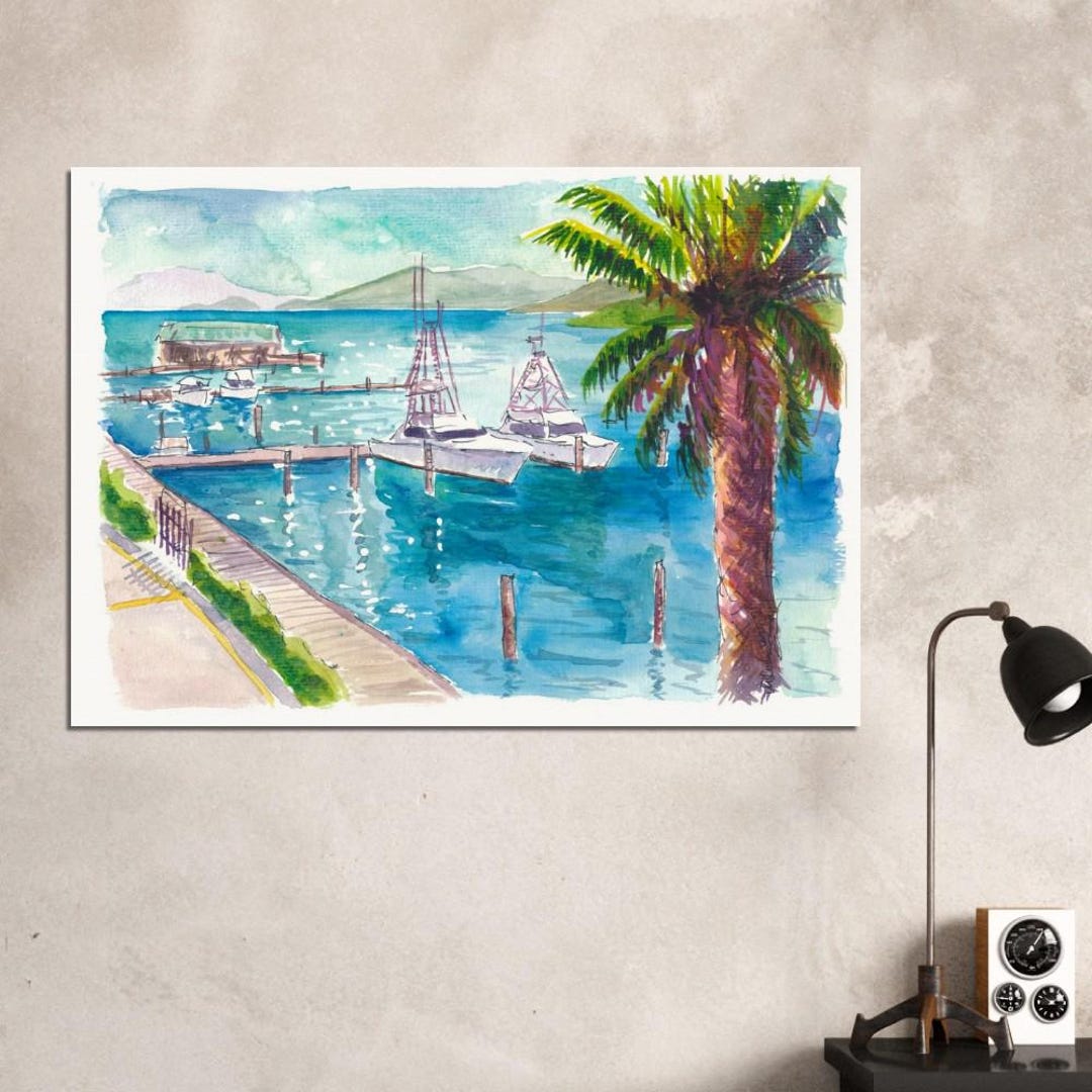 Harbor Scene in Red Hook St Thomas US Virgin Islands - Limited Edition ...