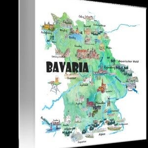 Bavaria Germany Illustrated Travel Poster Map - Fine Art Print Poster ...