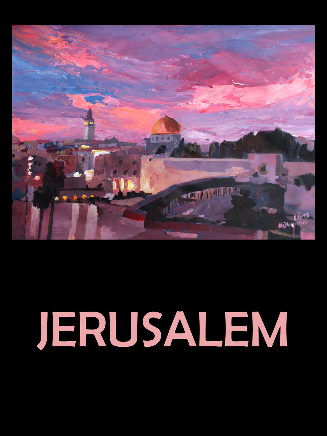 Retro Travel Poster Jerusalem Holy City - Fine Art Print - Etsy