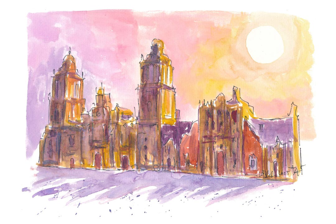 Mexico City Plaza Art Print: Colorful Zócalo, Historic Charm - Limited ...