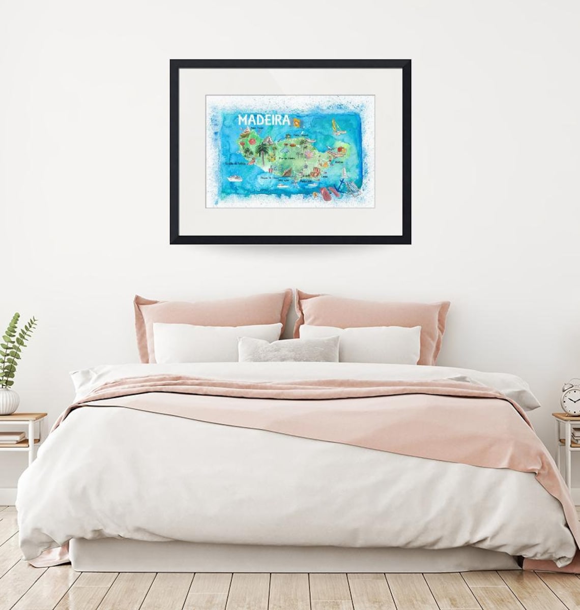 Madeira Portugal Island Illustrated Map With Landmarks and Highlights ...