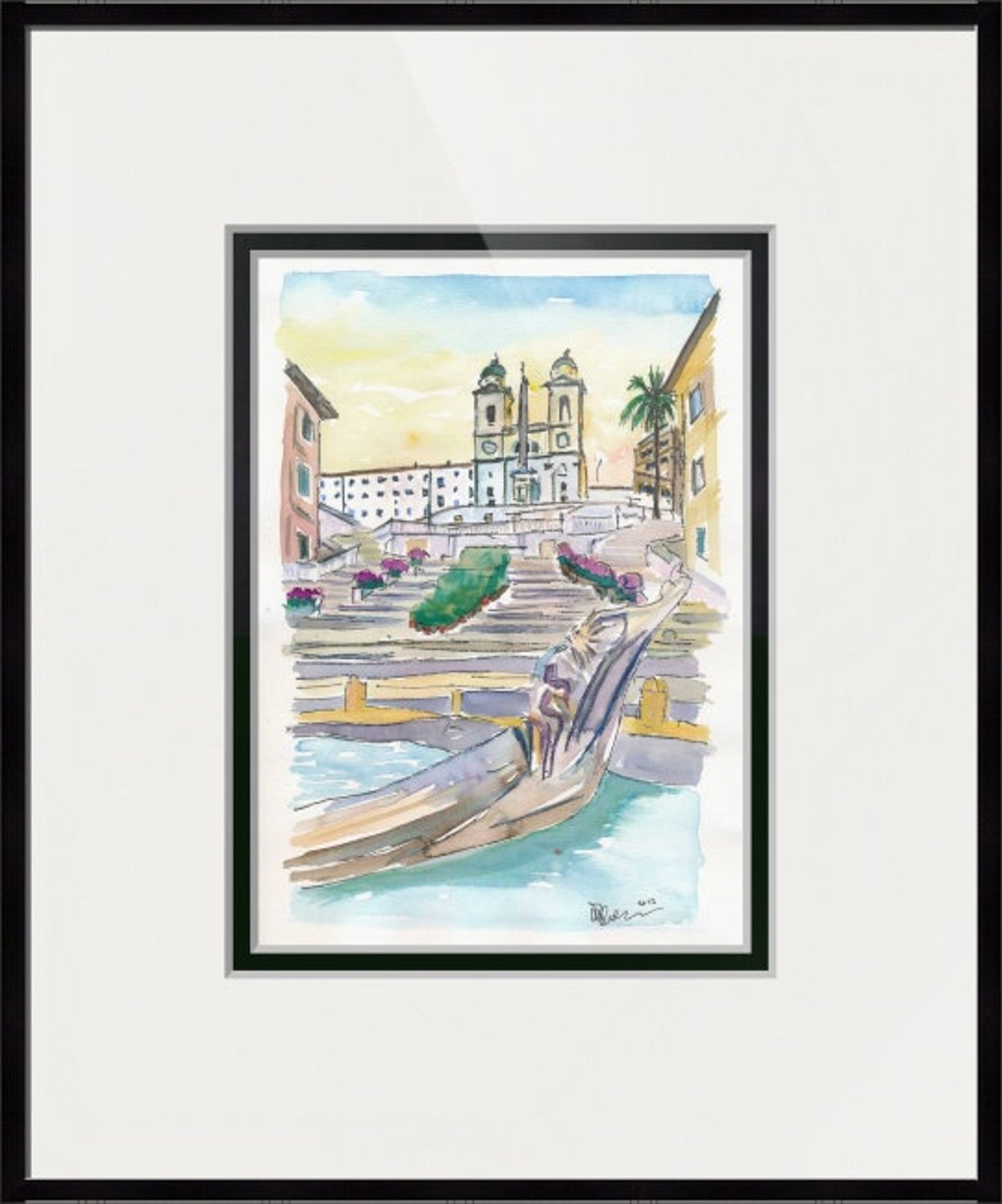 Rome Italy Piazza Spagna With Spanish Steps Painting & Limited - Etsy