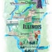 USA Illinois State Travel Poster Map With Tourist Highlights - Etsy