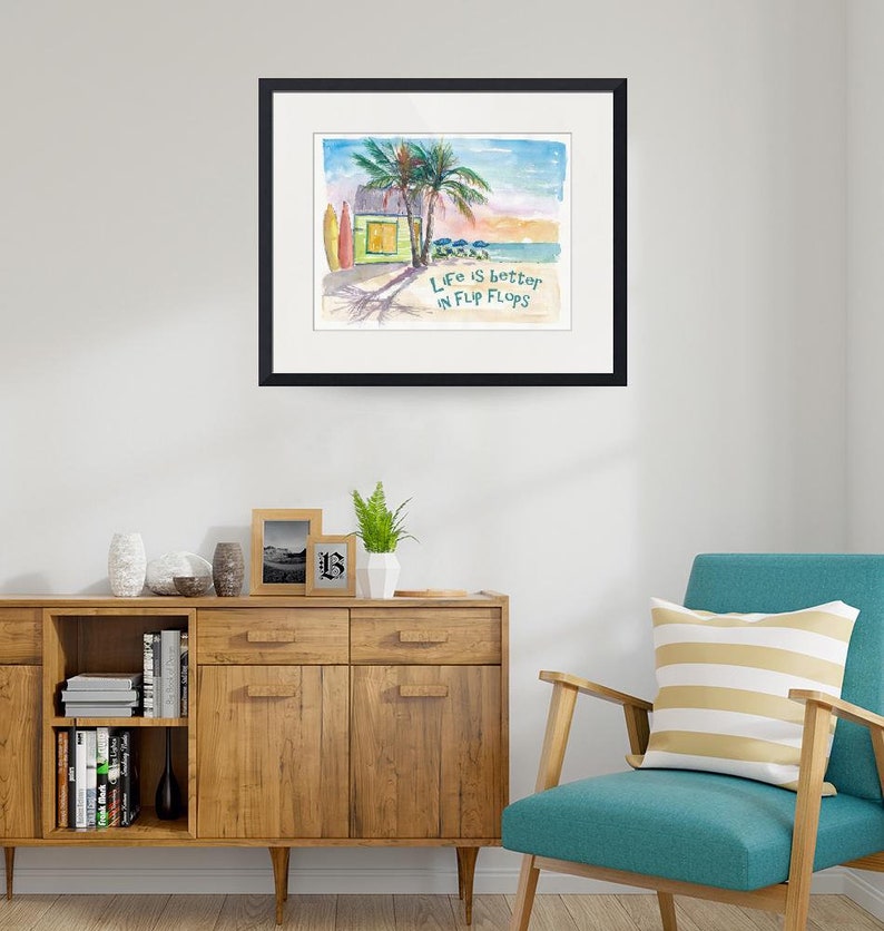 Life is Better in Flip Flops Caribbean Beach Scene - Limited Edition ...