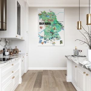 Bavaria Germany Illustrated Travel Poster Map - Fine Art Print Poster ...