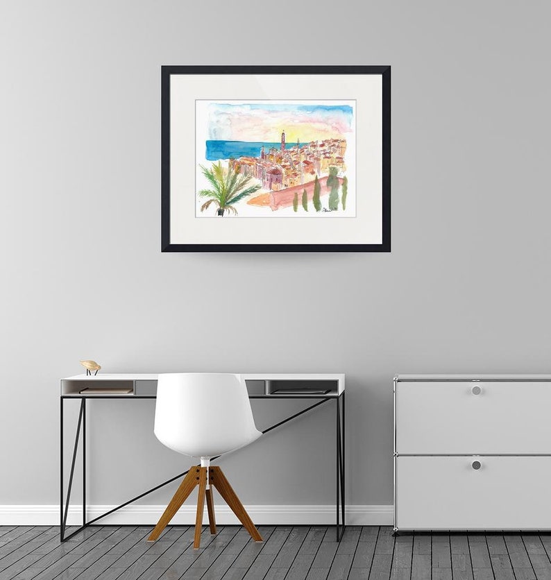 Sunset Over Menton France Provence - Limited Edition Fine Art Print ...