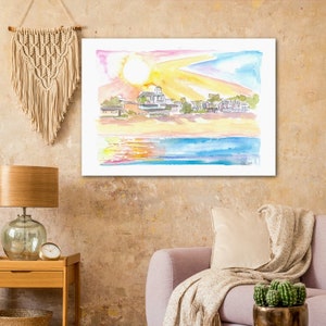 Cape Cod Coastal Beach House Scene at Sunset - Limited Edition Fine Art ...