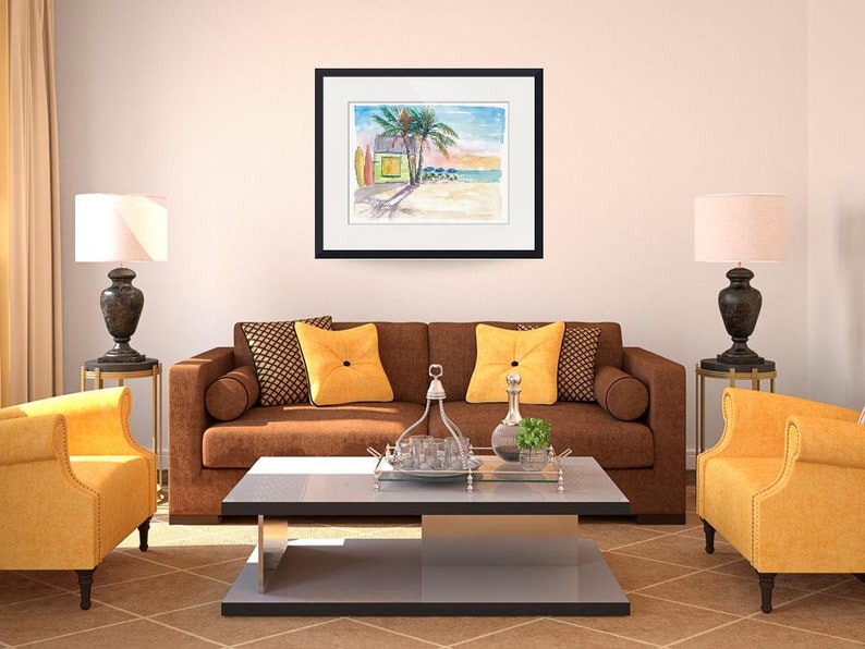 Caribbean Surf Beach Bar Boards and Sunset - Original Painting & Print ...