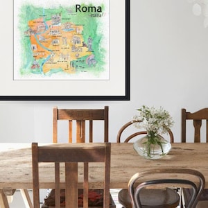 Rome Italy Illustrated Travel Poster Favorite Map Tourist Highlights - Etsy