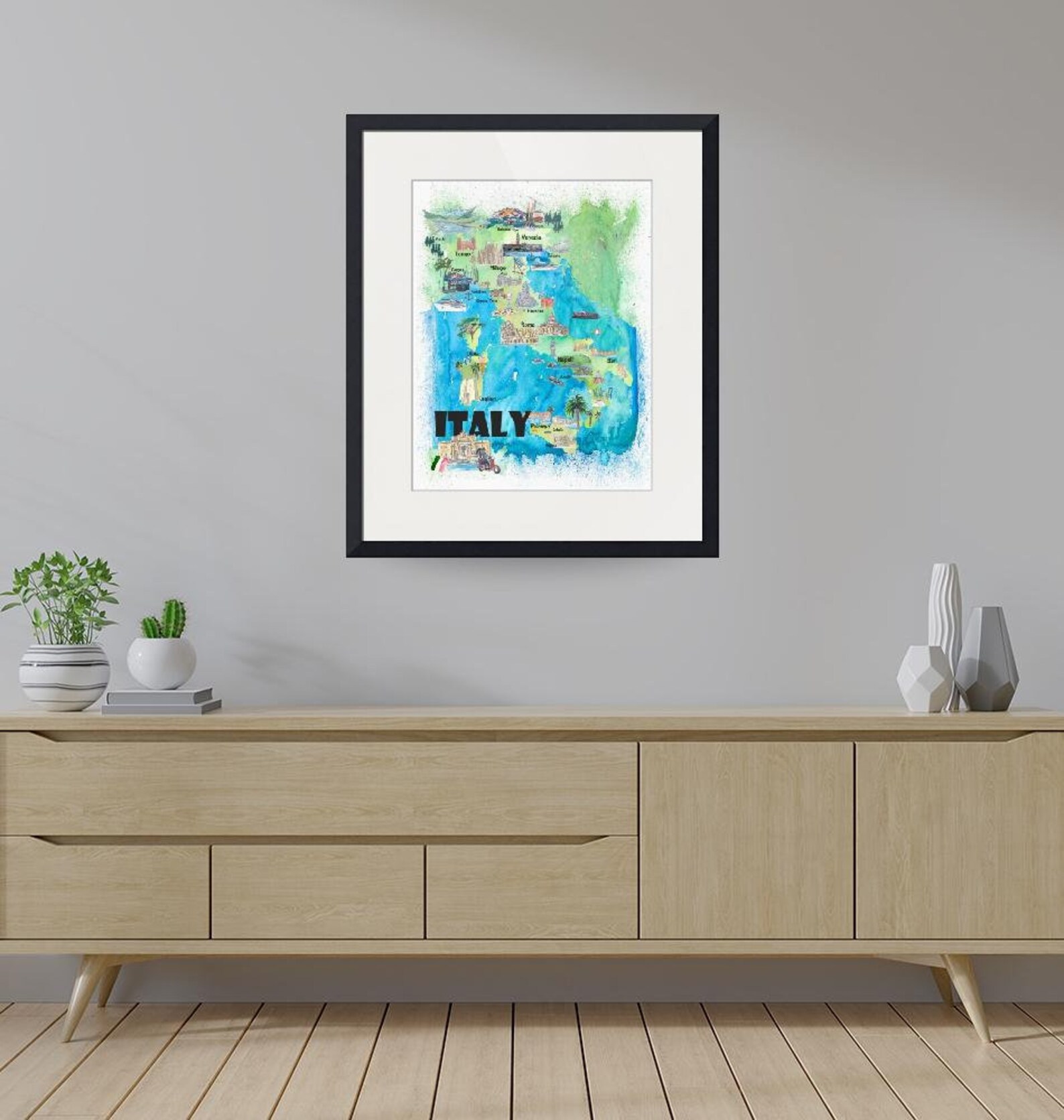 Italy Illustrated Travel Poster Favorite Map Tourist | Etsy