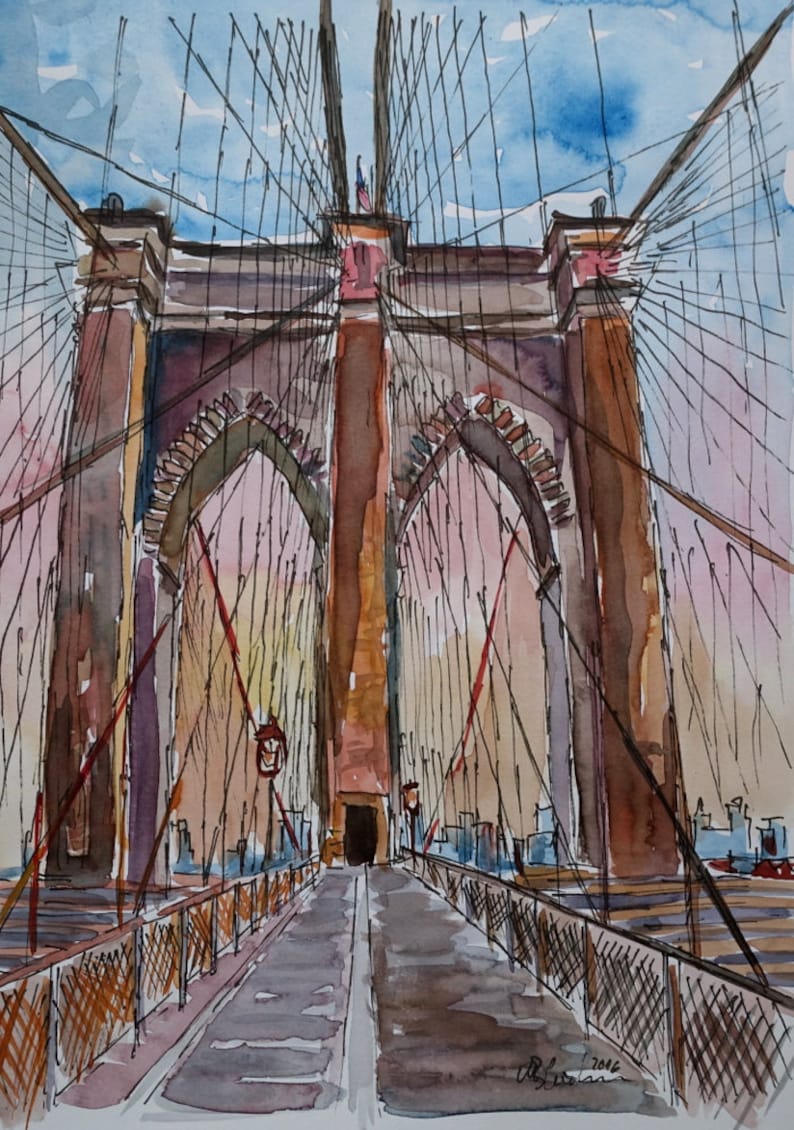 Brooklyn Bridge New York City Pedestrian Walk - Limited Edition Fine ...