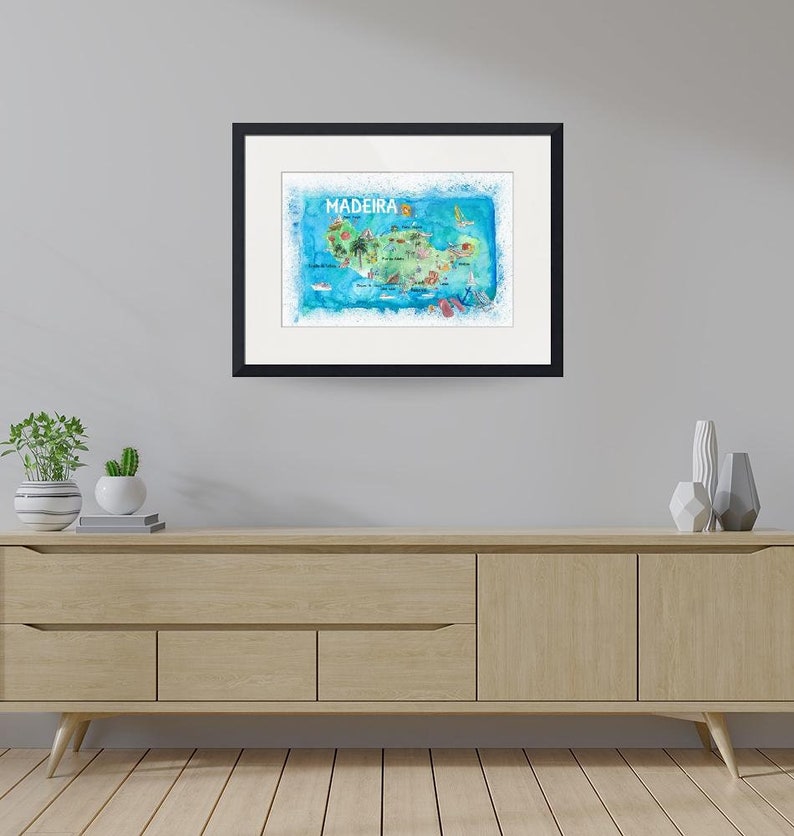 Madeira Portugal Island Illustrated Map With Landmarks and Highlights ...
