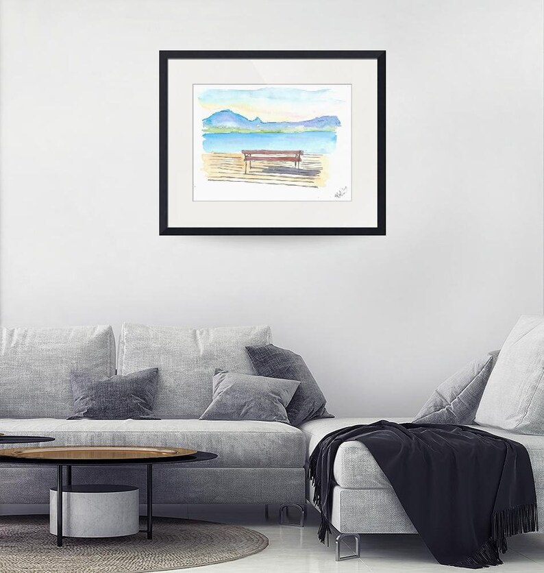 Full Tranquility With the Zen Bench on the Lake With Mountains - Etsy