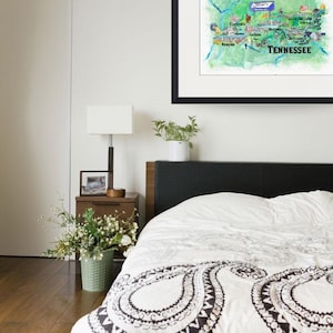 USA Tennessee State Travel Poster Map With Tourist Highlights - Etsy