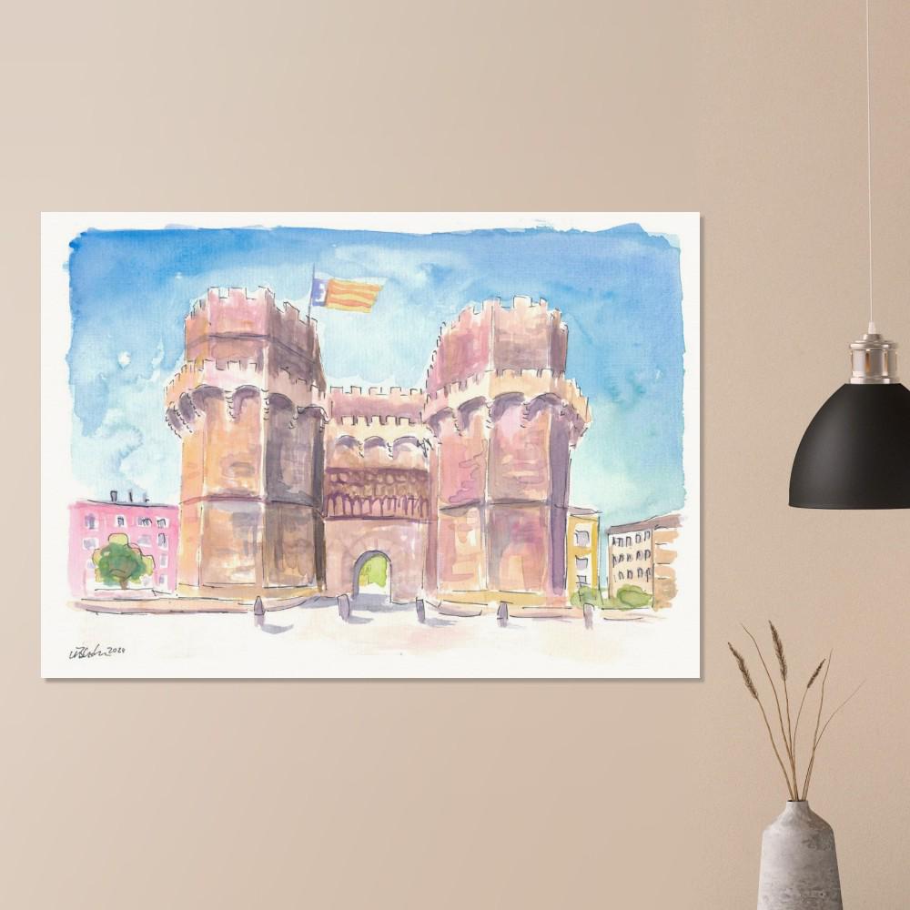 Valencia Gate Torres De Serranos Scene in Spain - Limited Edition Fine ...