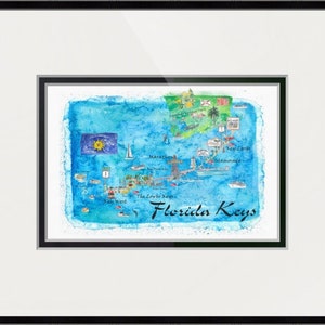 Florida Keys Key West Marathon Key Largo Illustrated Travel Poster ...