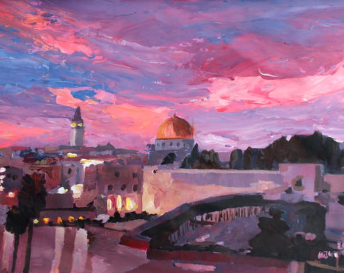 Jerusalem Skyline Art Print Abstract Israel Watercolor Painting Wall ...