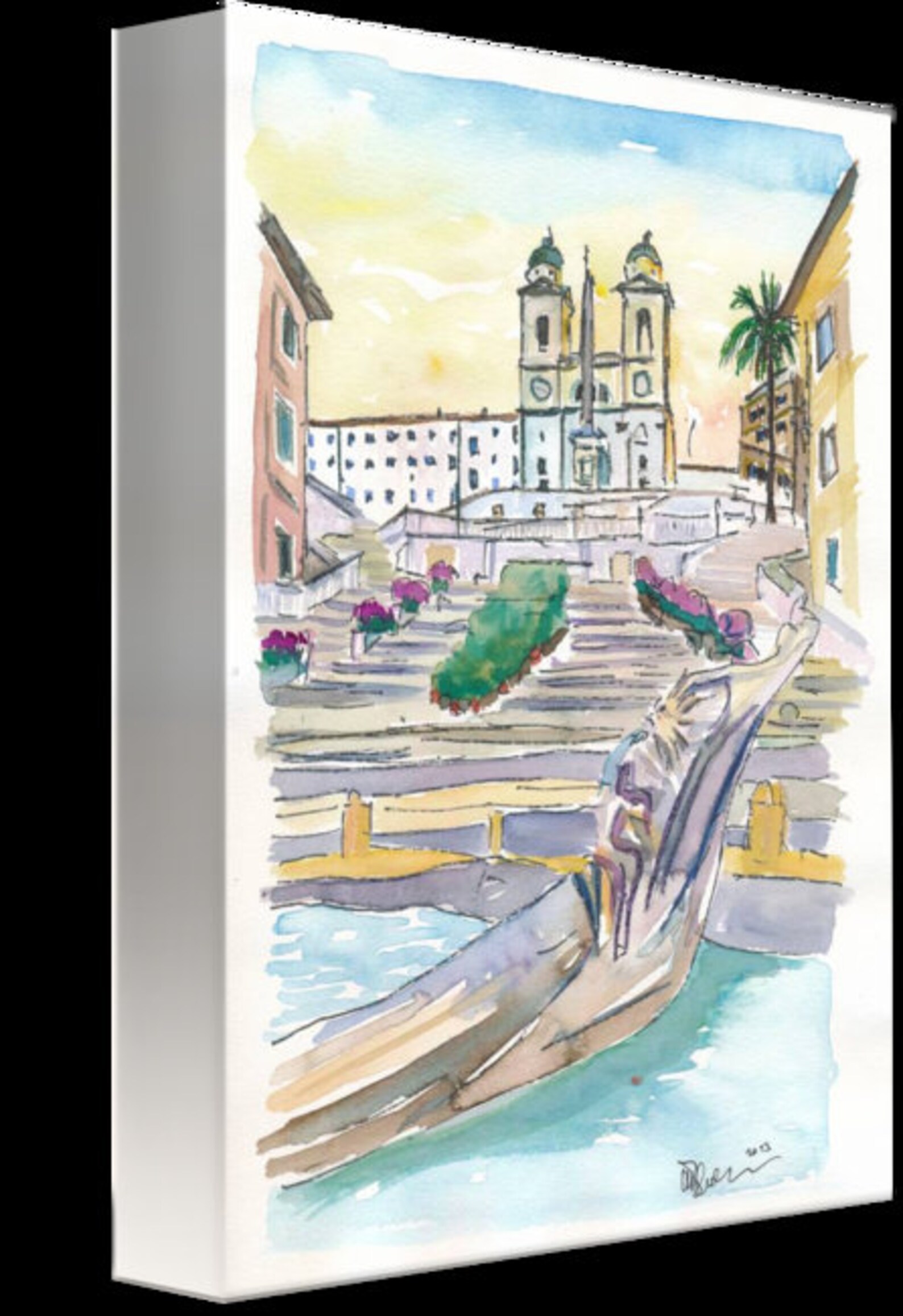 Rome Italy Piazza Spagna With Spanish Steps Painting & Limited - Etsy