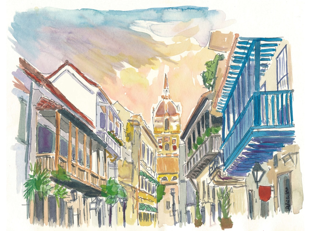 Cartagena Colonial Street Scene in Colombia - Limited Edition Fine Art ...