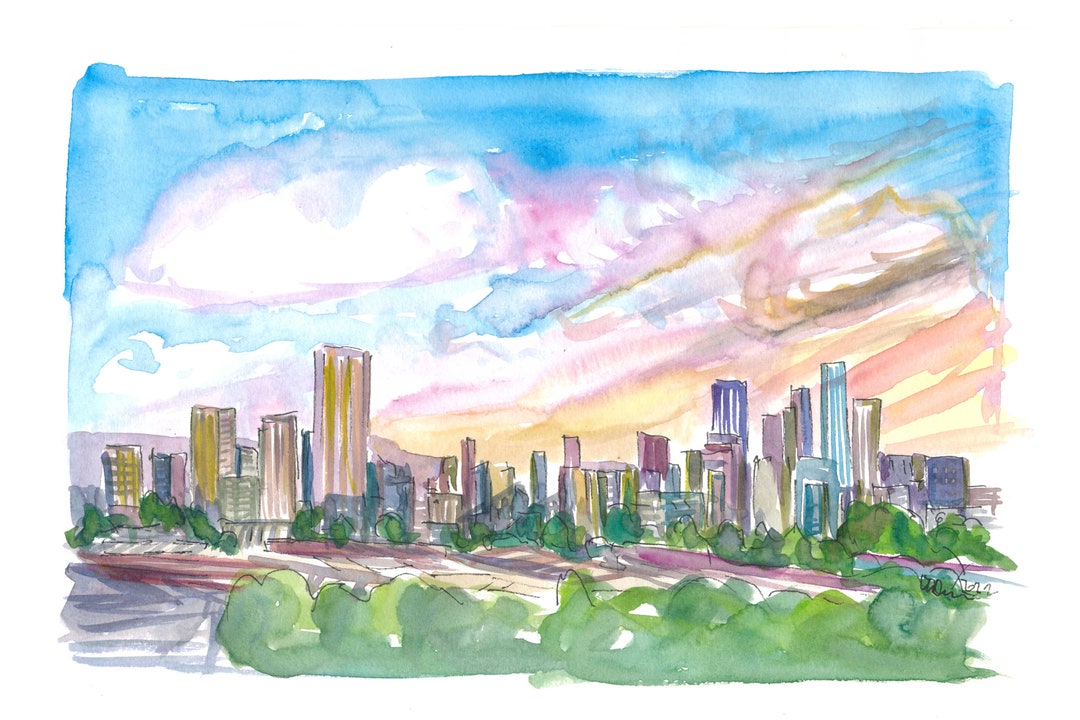 Manchester England Spectacular Skyline at Sunset - Limited Edition Fine ...