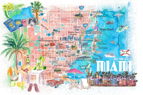 Mapa De Miami, Florida Y Sus Alrededores