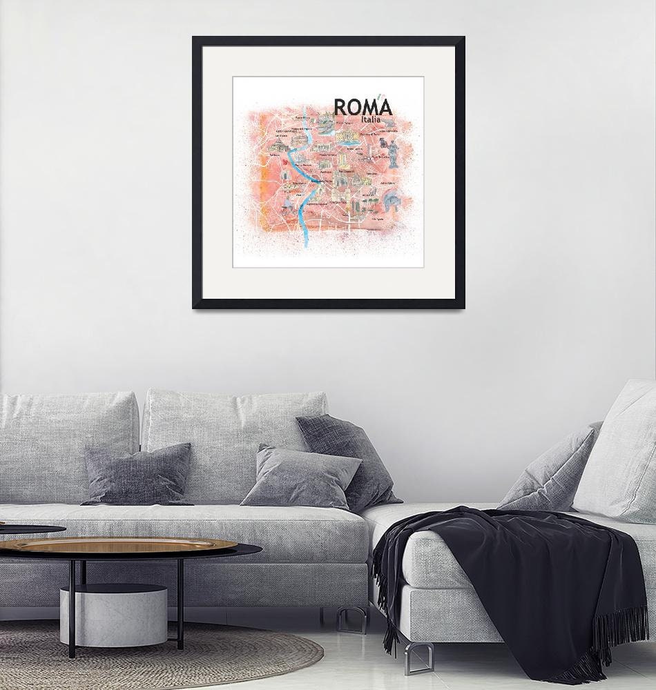 Rome Italy Illustrated Map With Landmarks, Main Roads and Highlights - Etsy