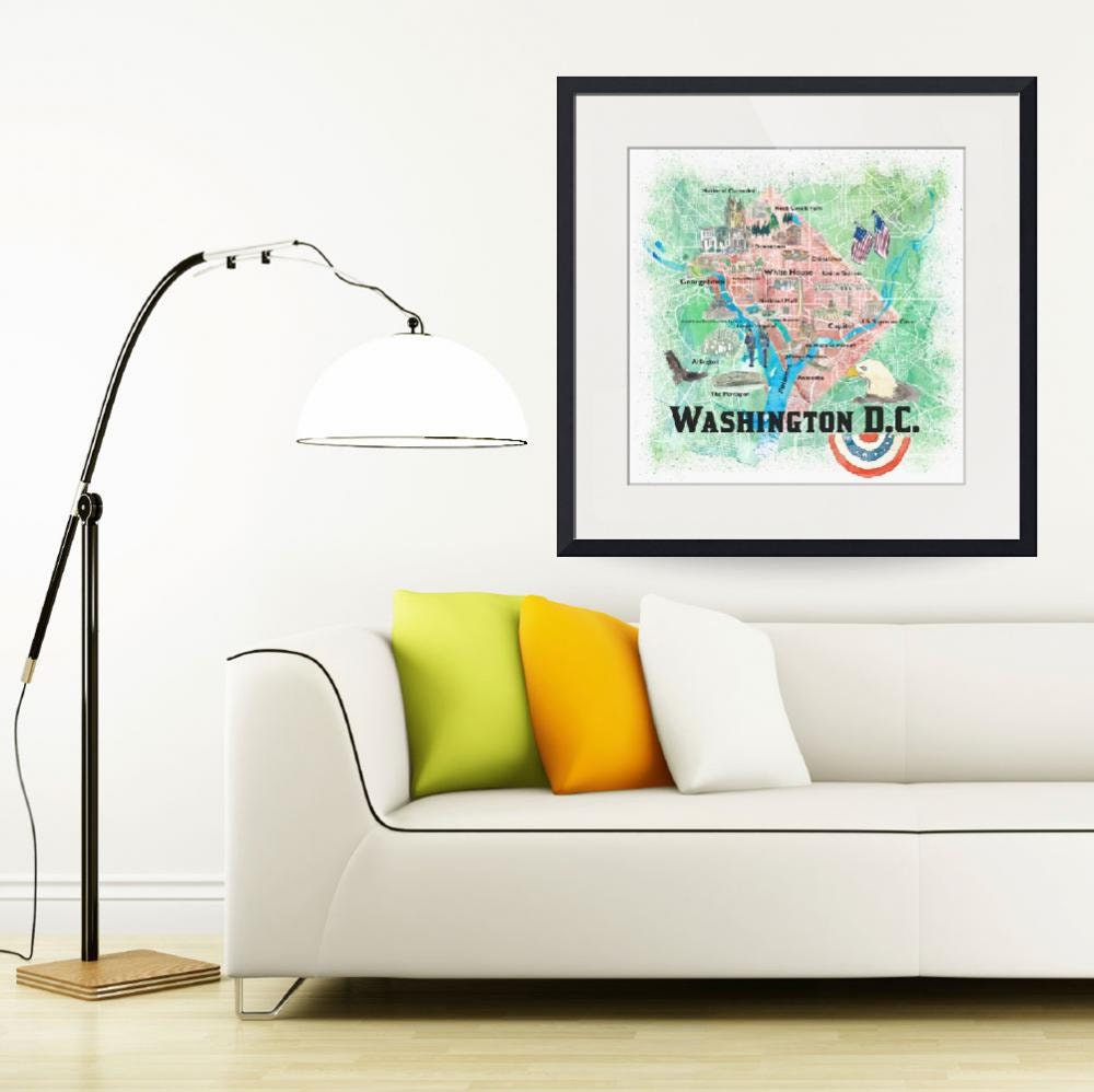 Washington DC Map Print – Illustrated USA Travel Memory, City Landmarks ...