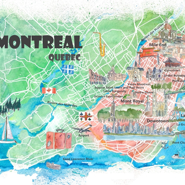 Montreal Map - Etsy