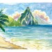 Pitons Saint Lucia With Incredible Caribbean Sunset in Soufriere Bay ...