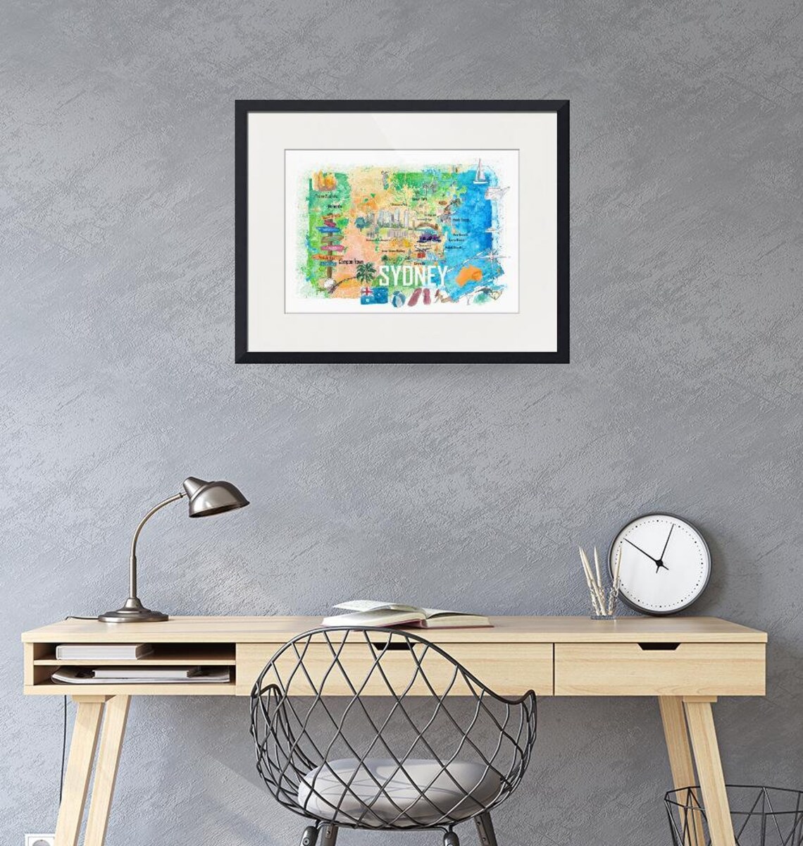 Sydney Australia Illustrated Map With Main Roads Landmarks and | Etsy