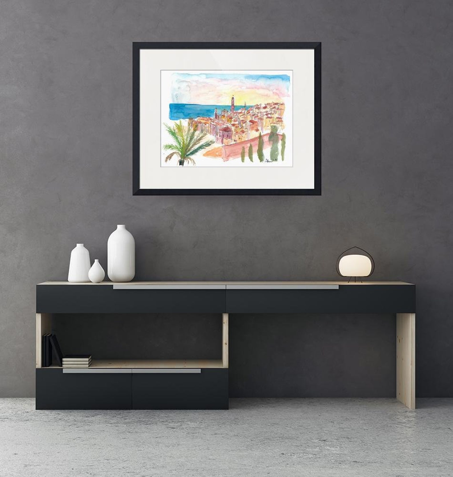 Sunset Over Menton France Provence - Limited Edition Fine Art Print ...