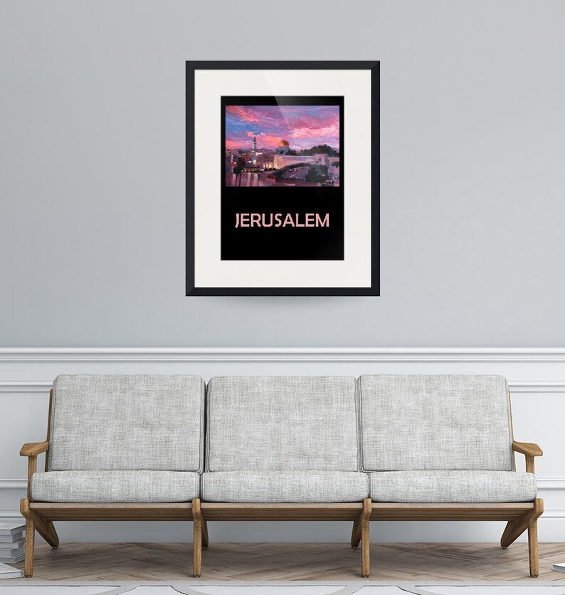Retro Travel Poster Jerusalem Holy City - Fine Art Print - Etsy