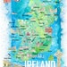 Ireland Illustrated Travel Map With Roads and Highlights - Fine Art ...