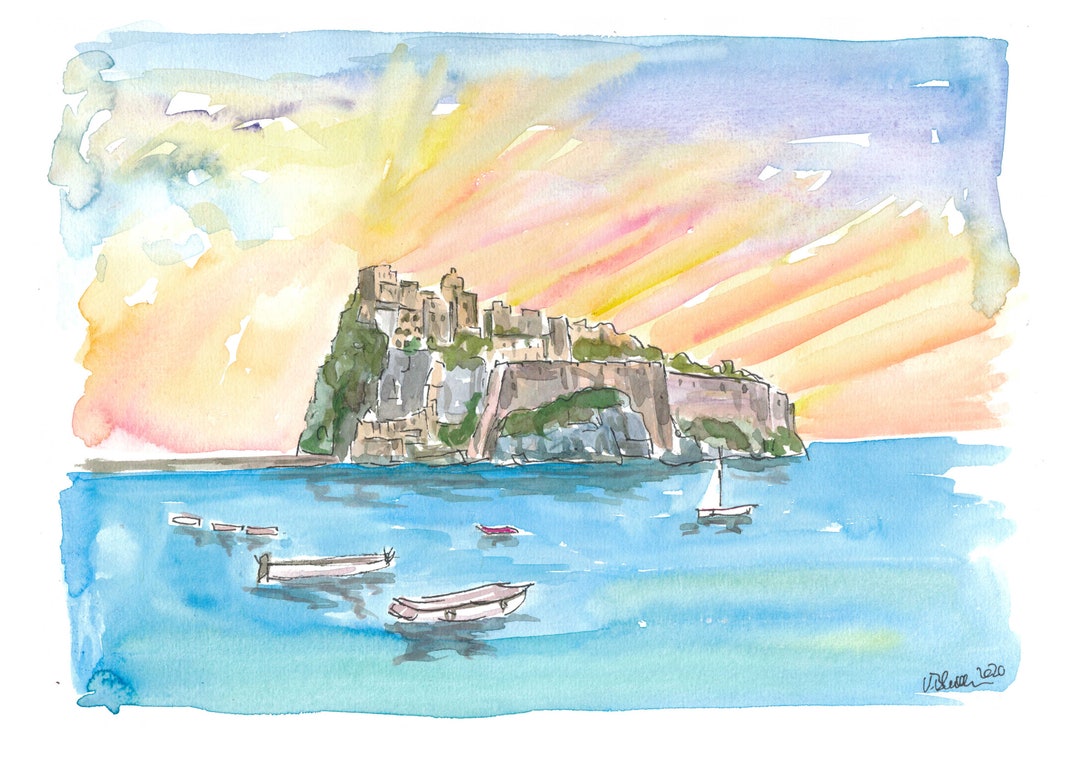 Amore in Ischia Italy With Castello Aragonese - Limited Edition Fine ...