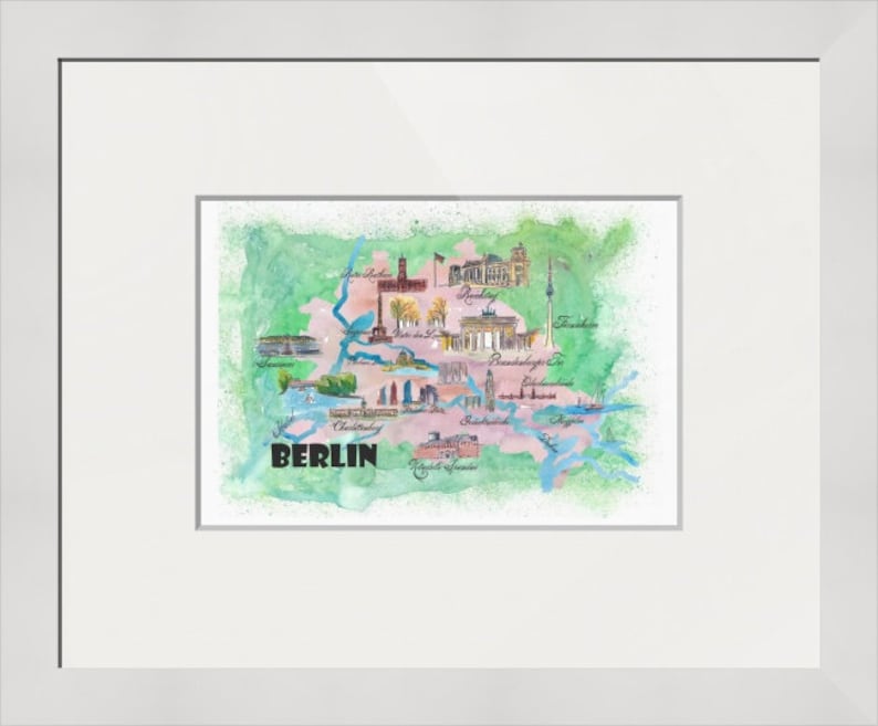Berlin Favorite Map With Touristic Top Ten Highlights Fine | Etsy