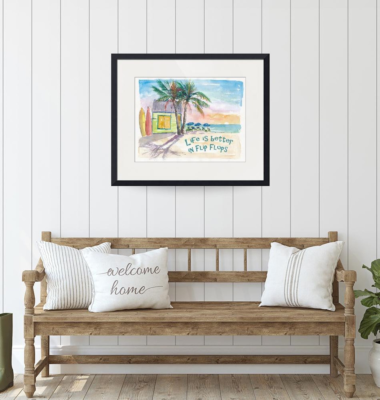Life is Better in Flip Flops Caribbean Beach Scene Limited - Etsy