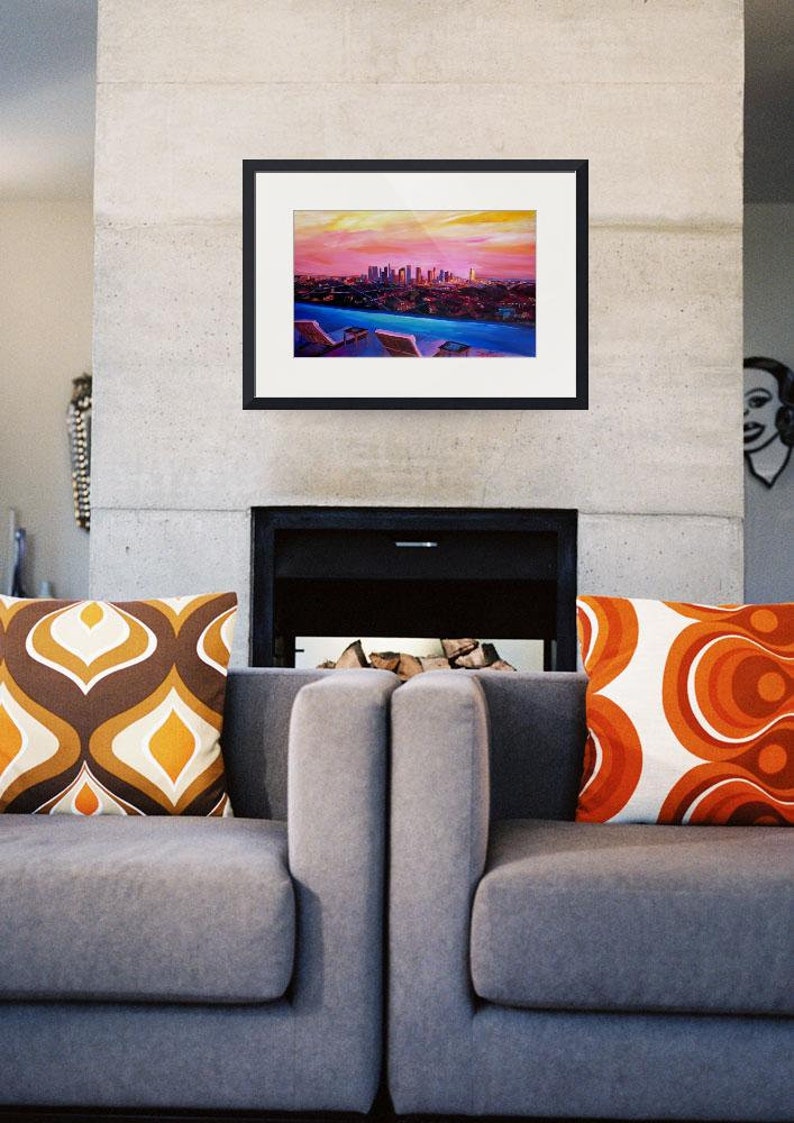 Los Angeles Infinity Skyline With Infinite View Pool Painting - Etsy