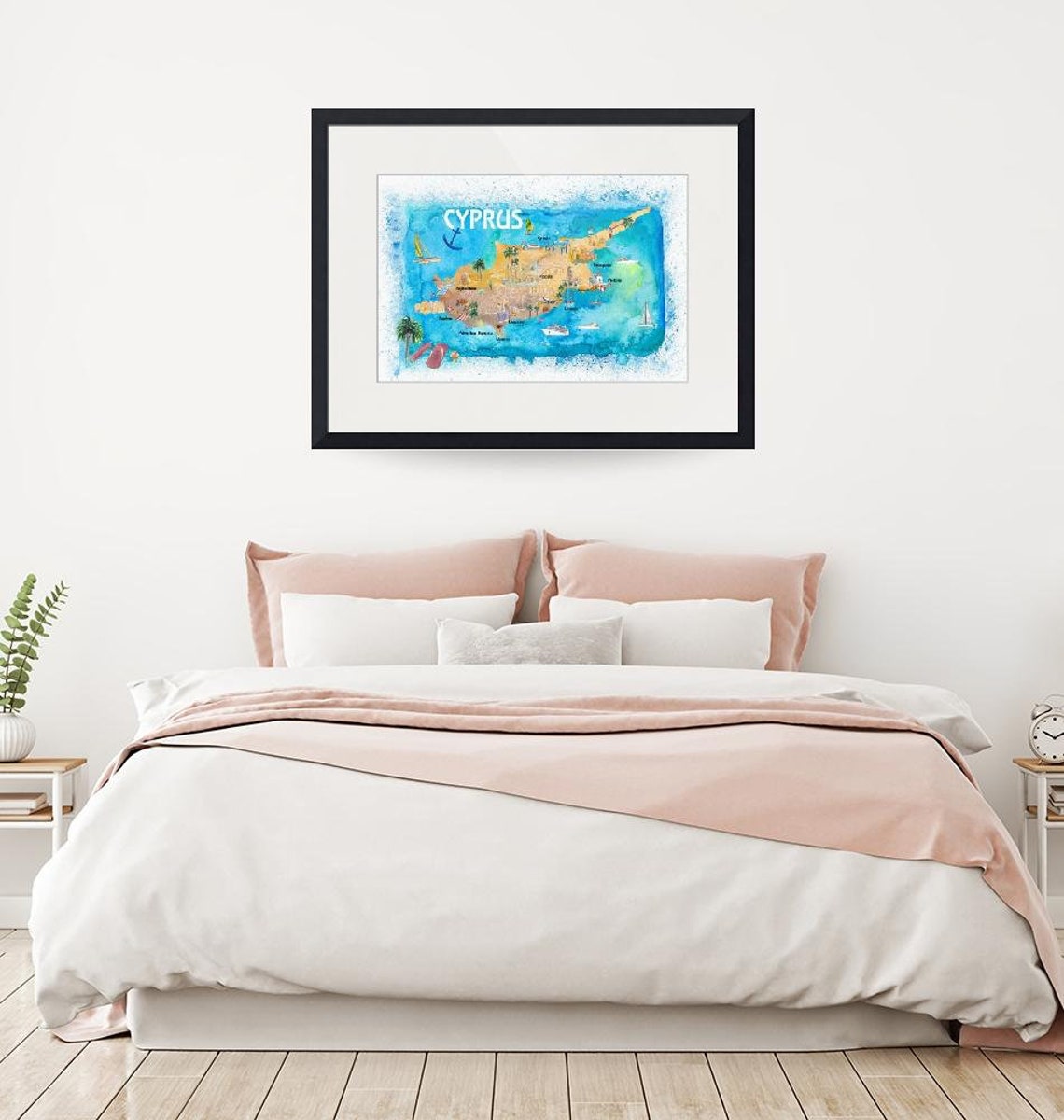 Cyprus Map Print – Illustrated Island Travel Memory Gift for Cyprus ...