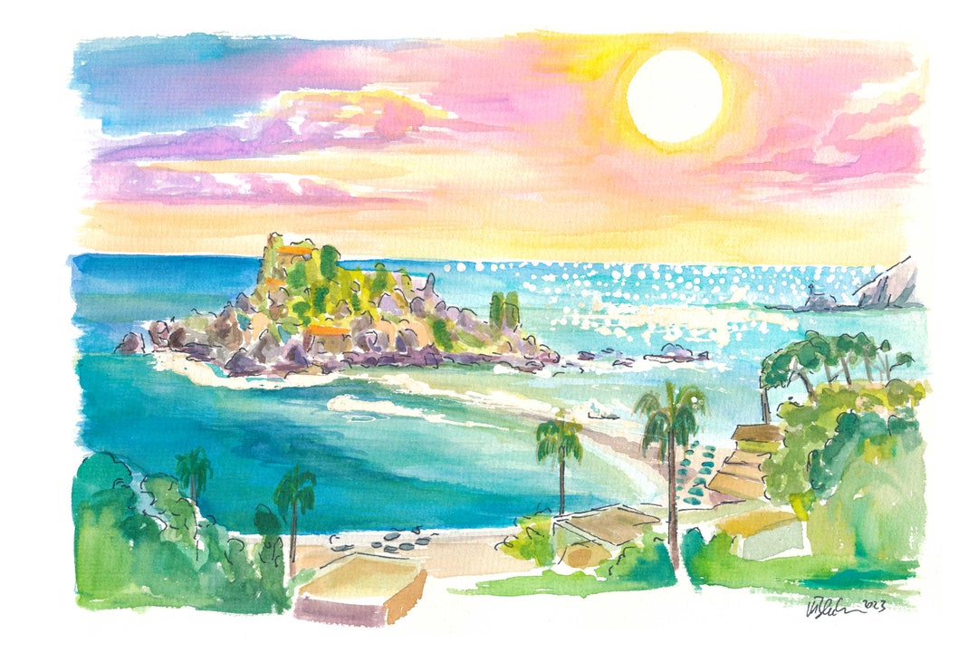 Isola Bella Taormina Sicily Panoramic View - Limited Edition Fine Art ...