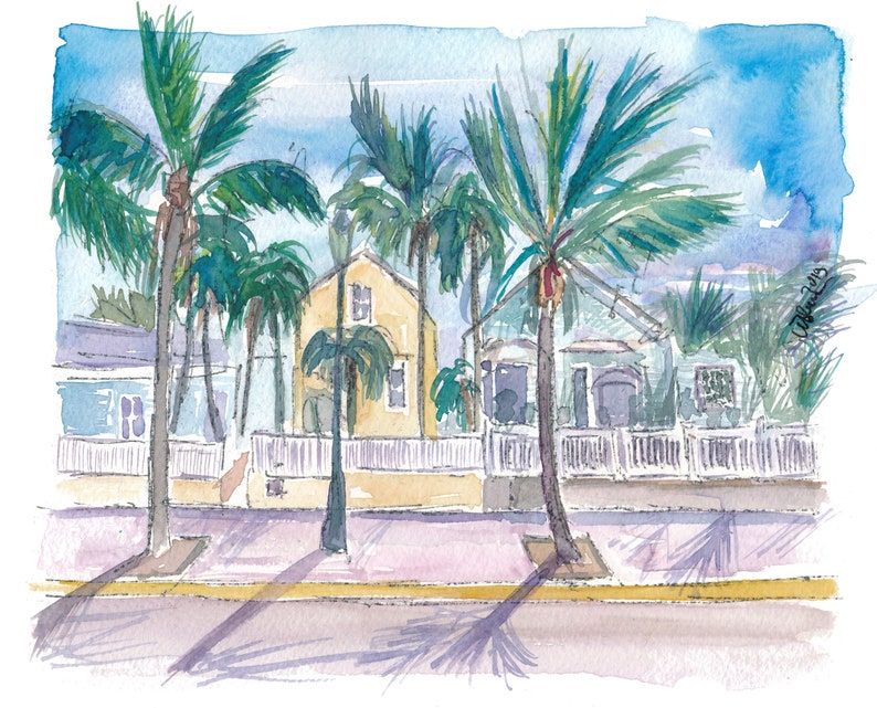 Key West Conch Dream House-the Blue House and Palm Limited | Etsy