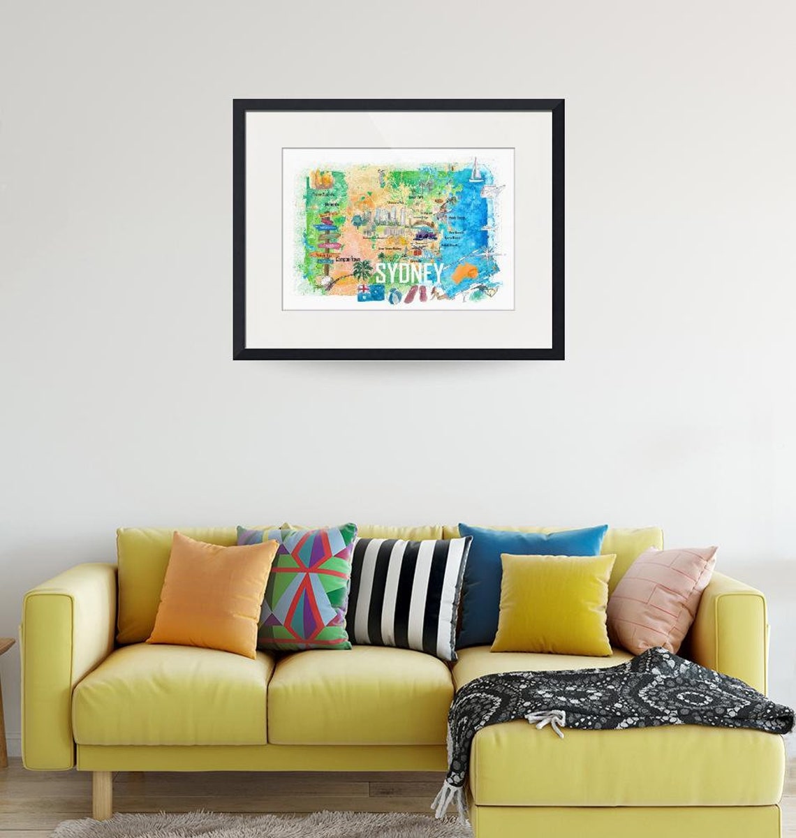 Sydney Australia Illustrated Map With Main Roads Landmarks and | Etsy