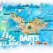 St Barts Antilles Illustrated Caribbean Travel Map With - Etsy