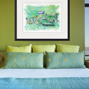 USA Tennessee State Travel Poster Map With Tourist Highlights - Etsy