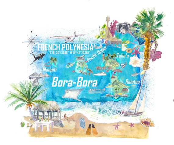 Mapa De Los Centros Turísticos De La Isla De Bora Bora