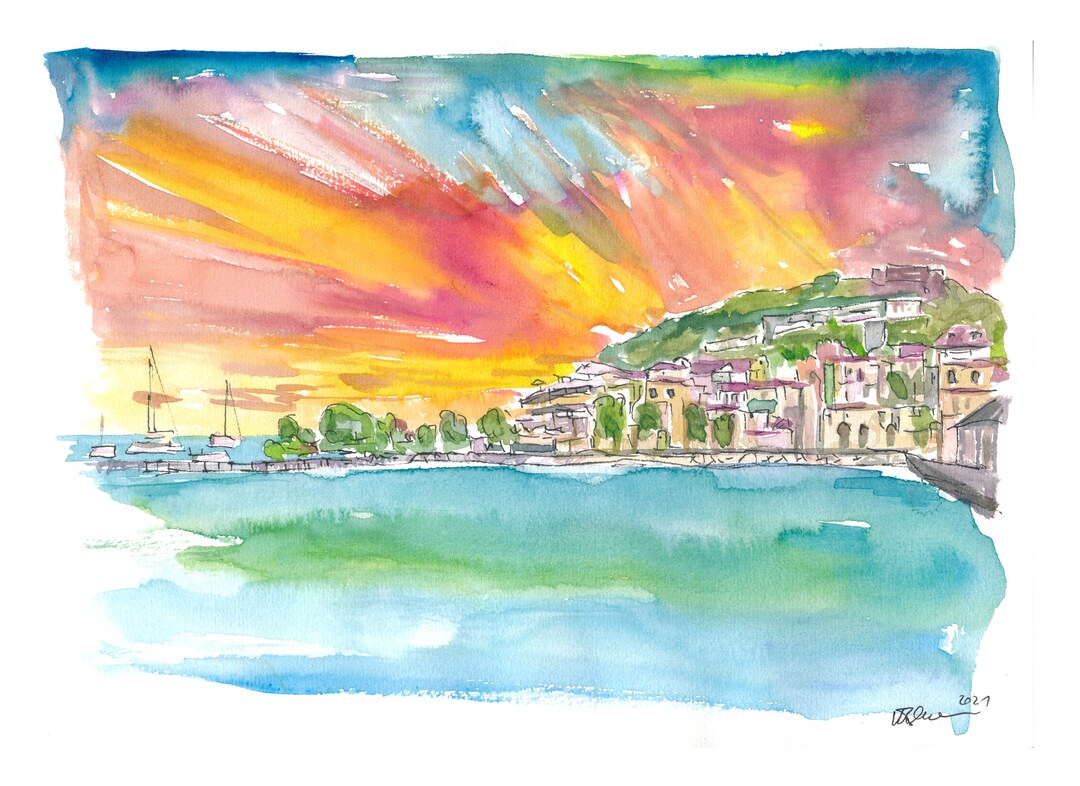 Marigot Waterfront Sunset View in Saint Martin West Indies - Limited ...