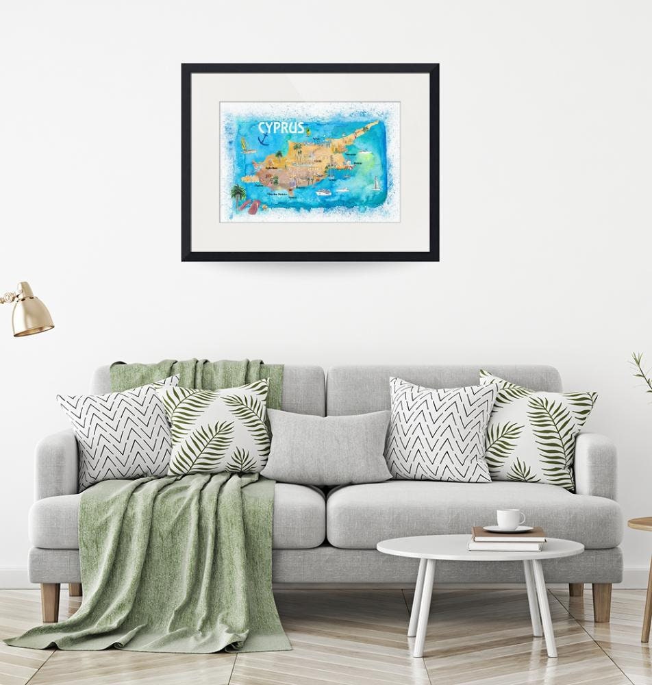 Cyprus Map Print – Illustrated Island Travel Memory Gift for Cyprus ...